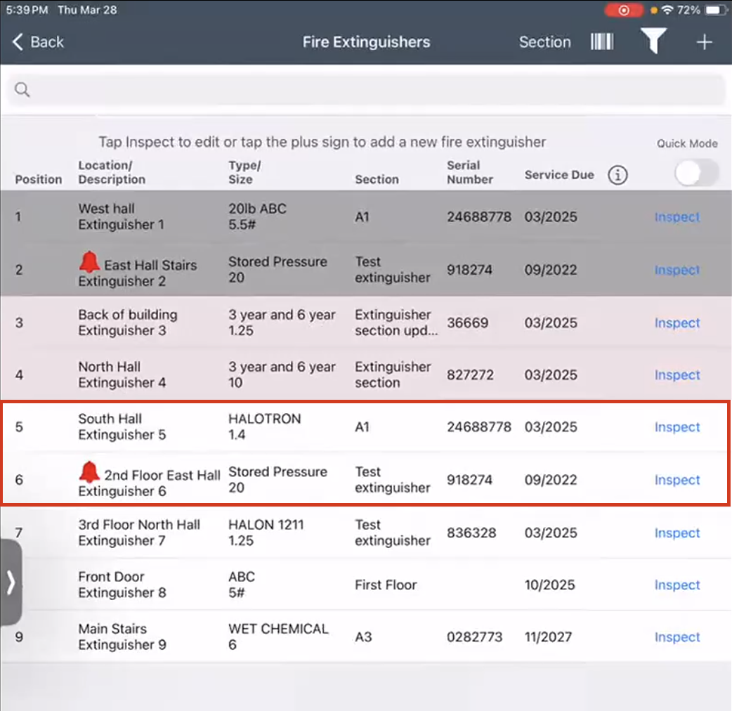 How to Switch Locations Between Extinguishers – Inspect Point Help Desk