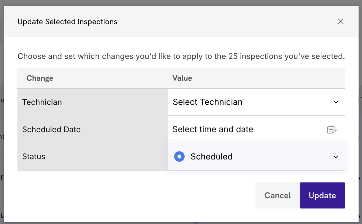Inspection Listing Screen – Inspect Point Help Desk