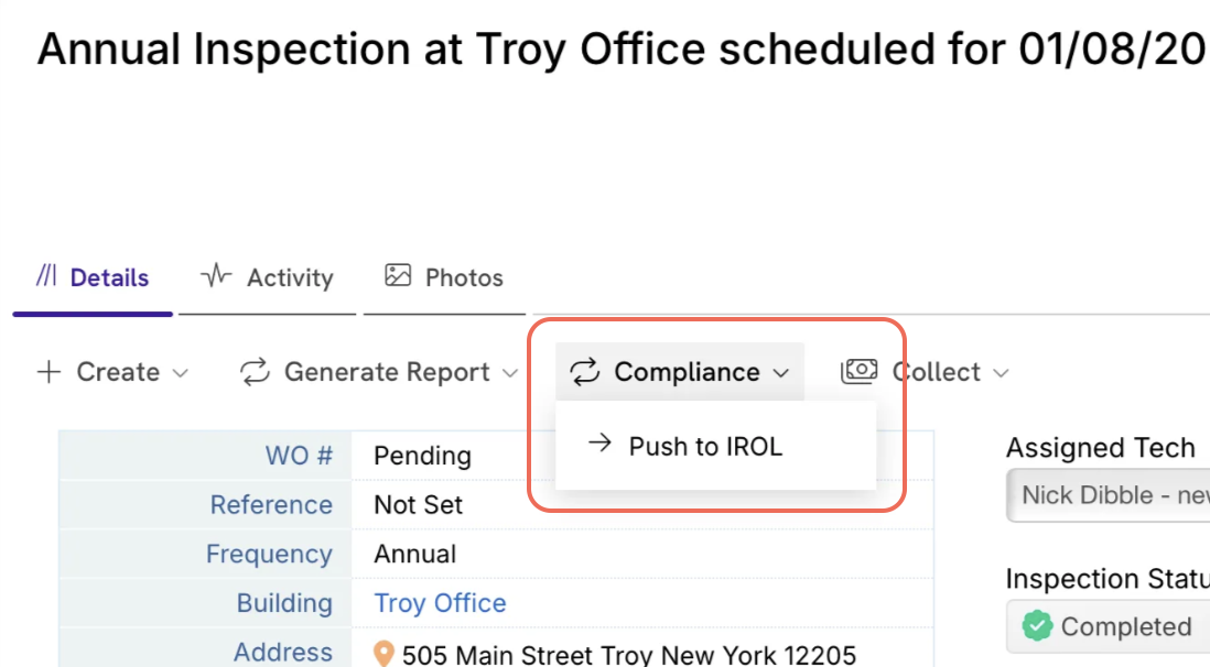 IROL Integration – Inspect Point Help Desk