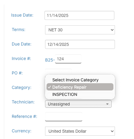 Invoice Categories – Inspect Point Help Desk