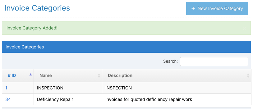 Invoice Categories – Inspect Point Help Desk