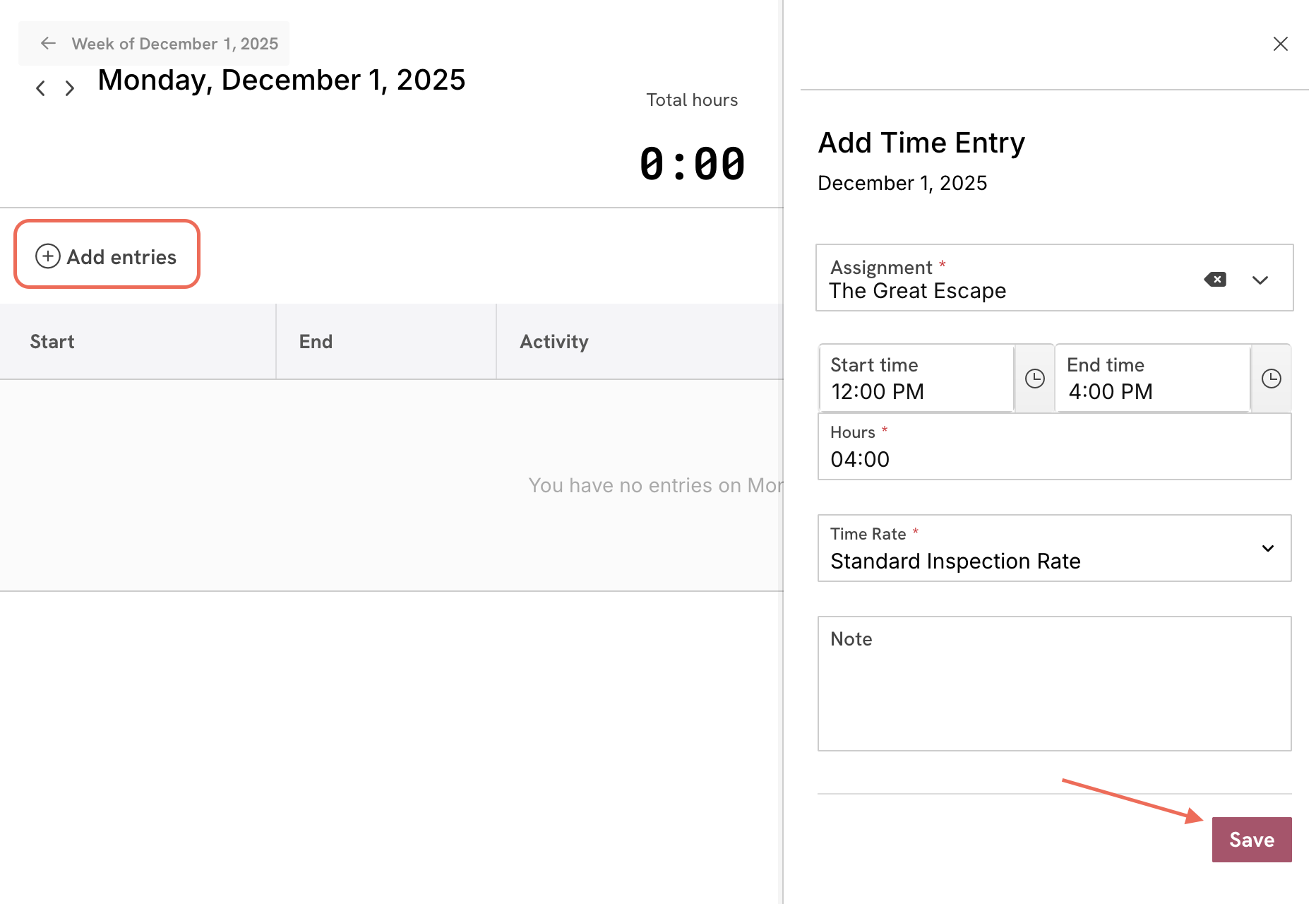 How to Log Time Entries in the Field – Inspect Point Help Desk